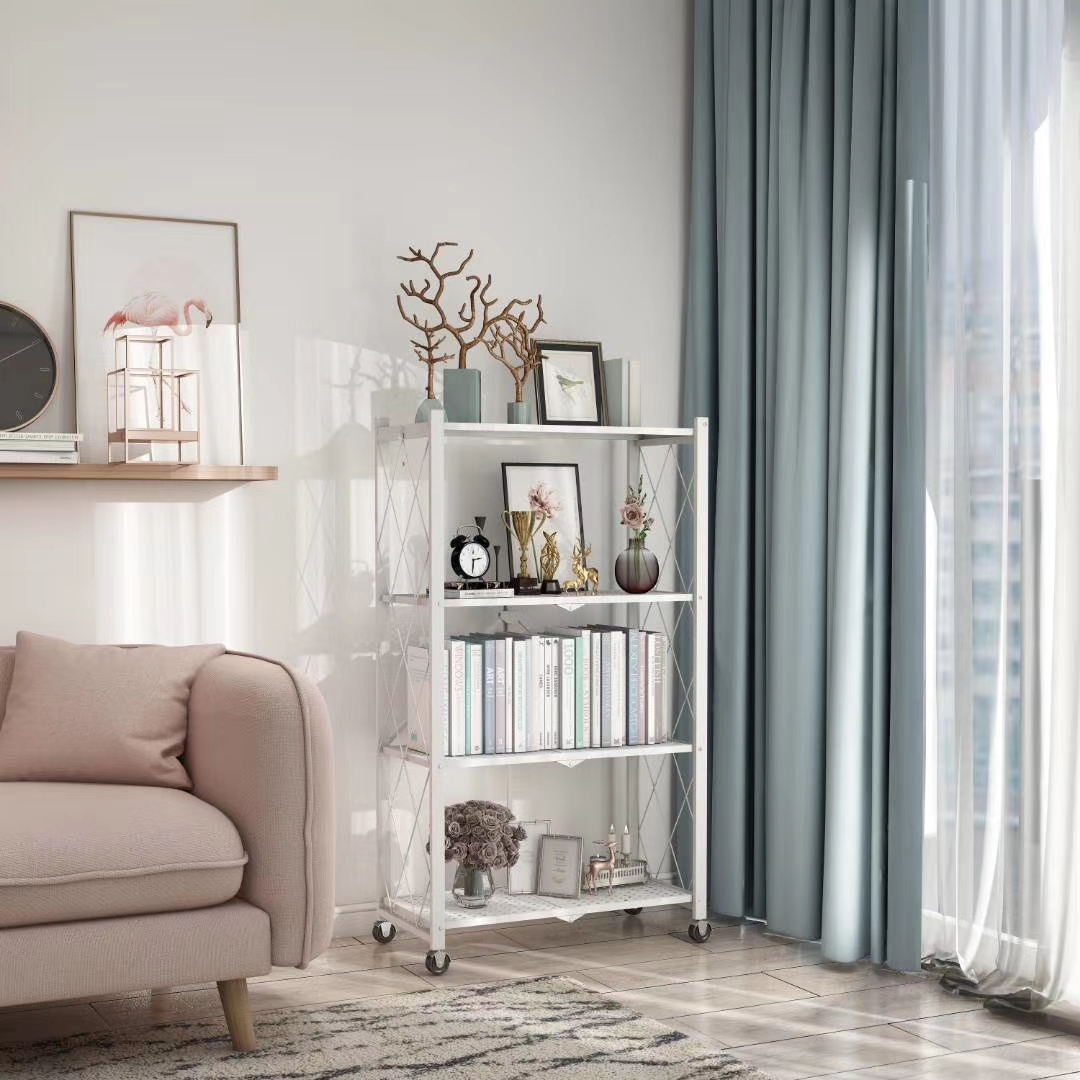 PRODUCTS SHOW | 4 tiers moveable foldable metal shelf